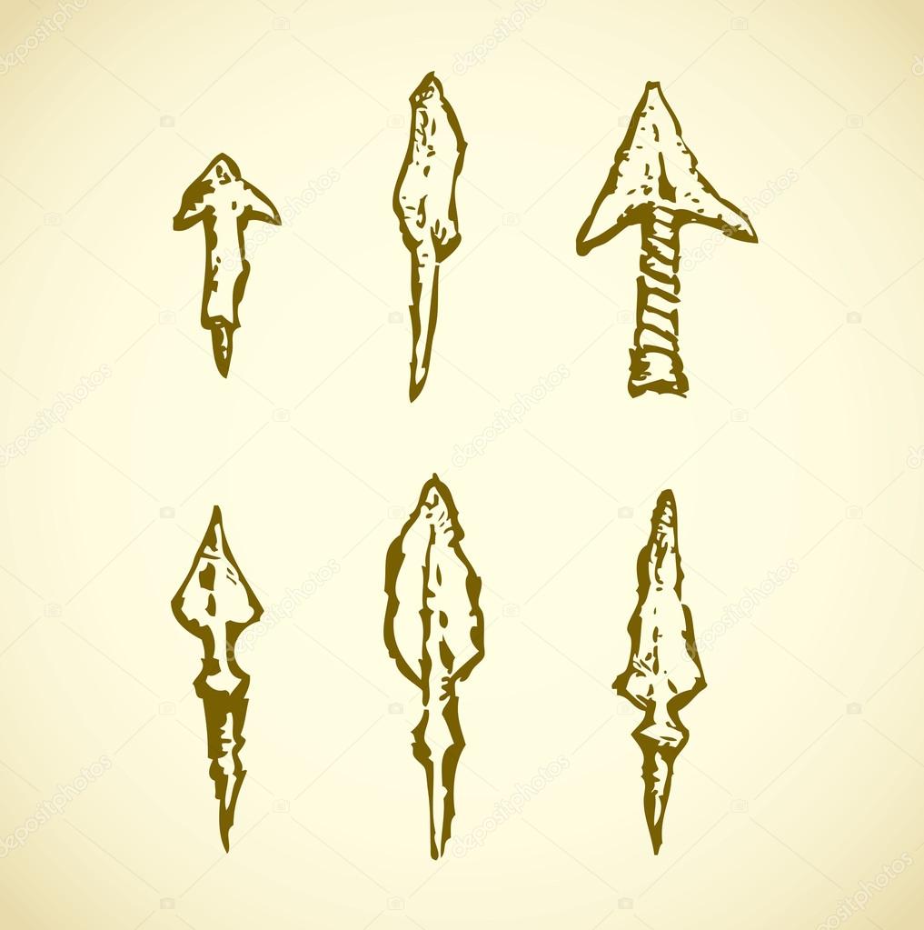 Arrowheads. Vector in engraving style Stock Vector by ©Marinka 117888574