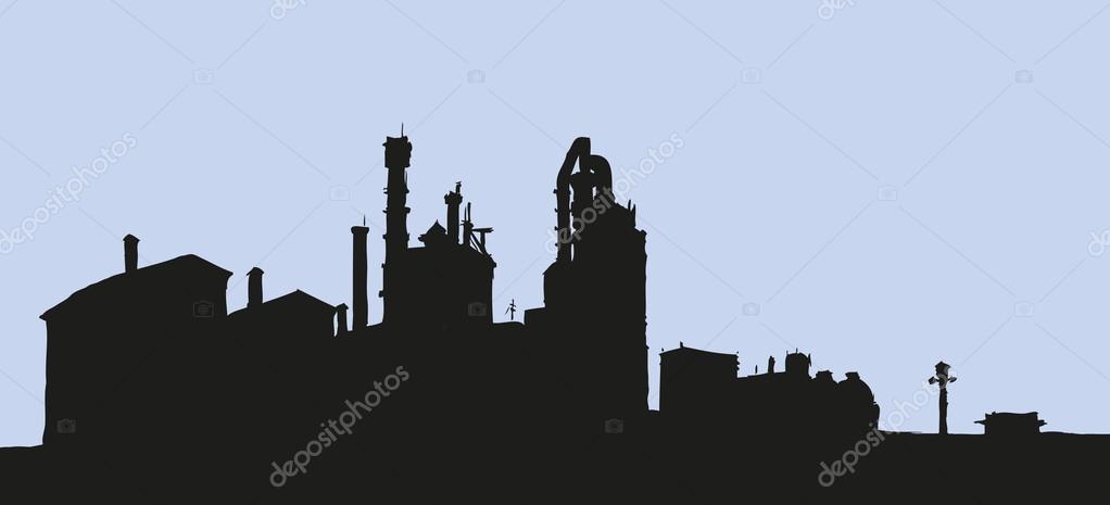 Large factory. Vector sketch Stock Vector Image by ©Marinka #118339680