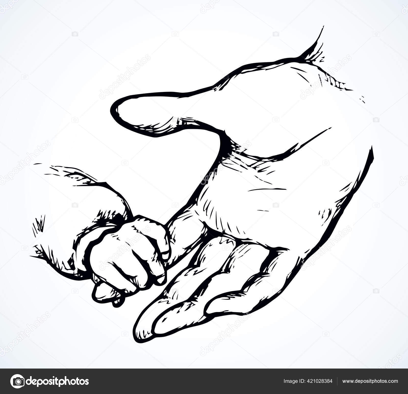 Cute Old Male Dad Body Palm Help Closeup View White Stock Vector Image ...
