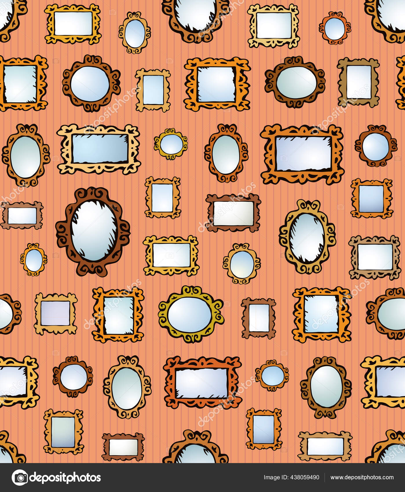 Aged Rustic Square Card Wall Set Outline Black Ink Painting Stock ...