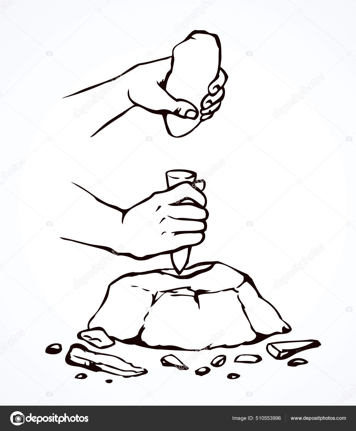 Habilis Erectus Process Simple Sculpture Heavy Hard Basalt Cobble Palm ...