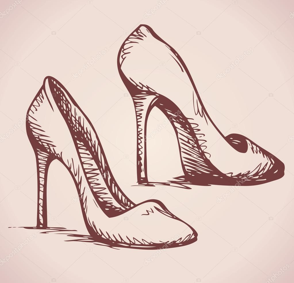 Zapatos de mujer. Dibujo vectorial — Vector de stock © Marinka #95749966