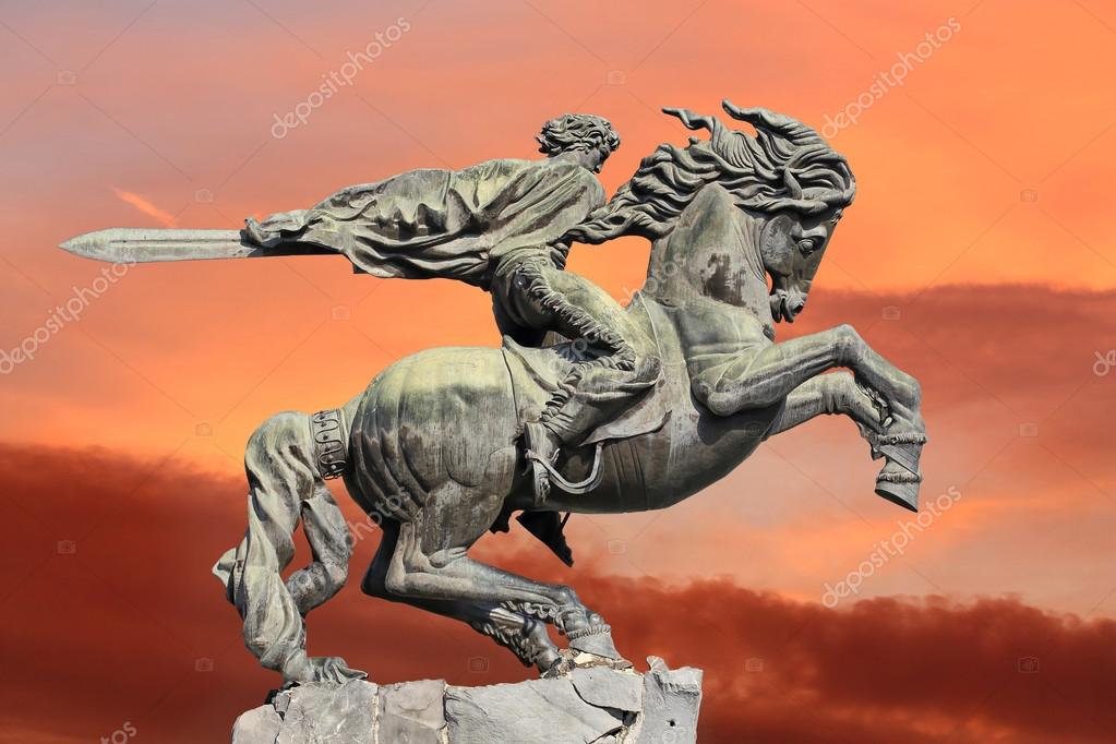 Yerevan, monument David of Sasun - hero of armenian epos Stock Photo by ...