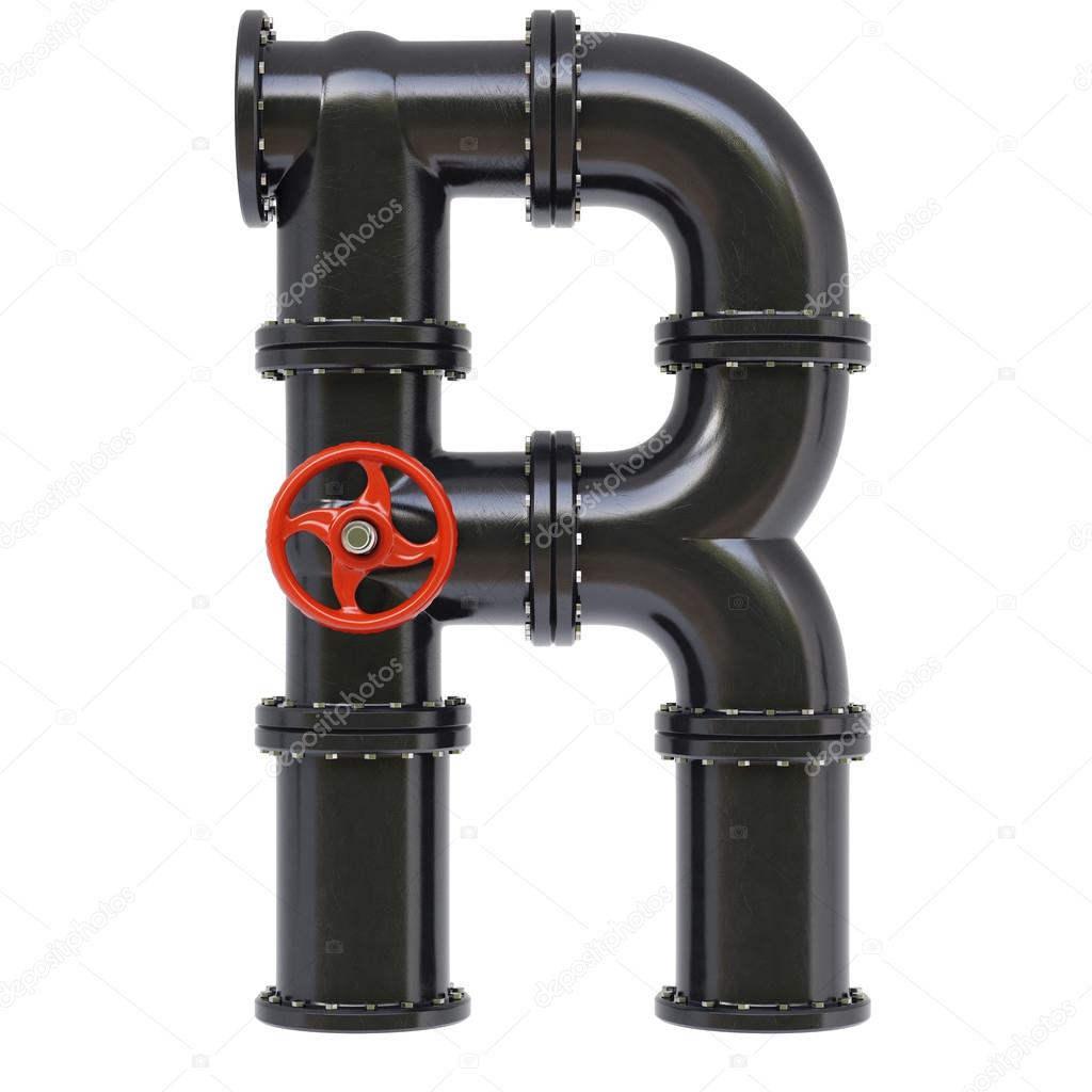 Alphabet letter r from oil pipes. Stock Photo by ©dimdimich 100556132