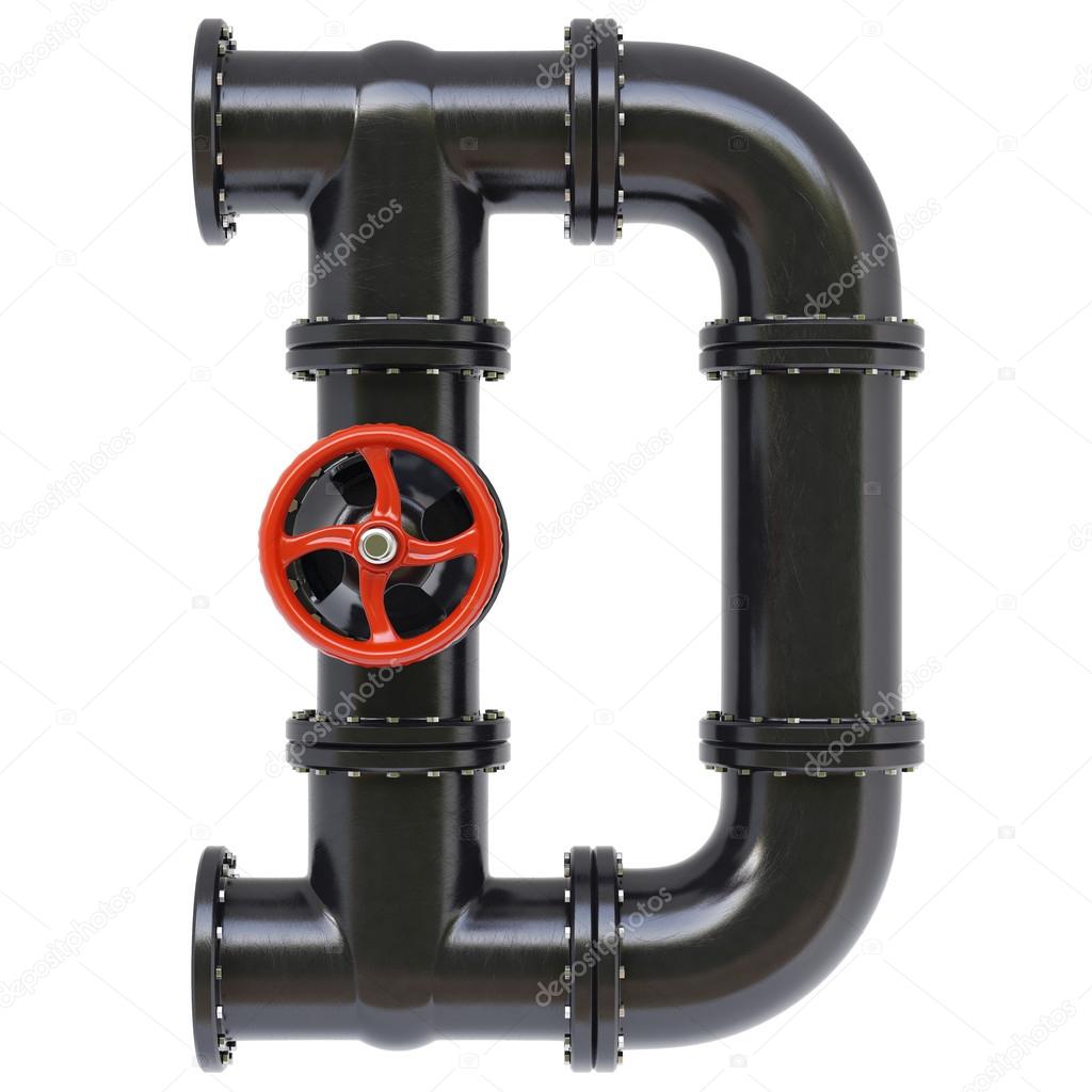 Alphabet letter d from oil pipes. — Stock Photo © dimdimich #100556372