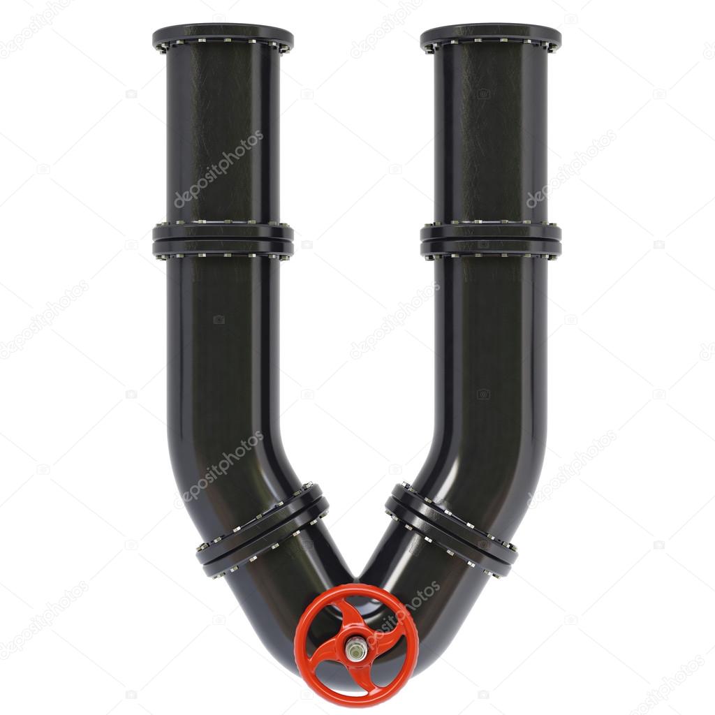 Alphabet letter v from oil pipes. — Stock Photo © dimdimich #100556402