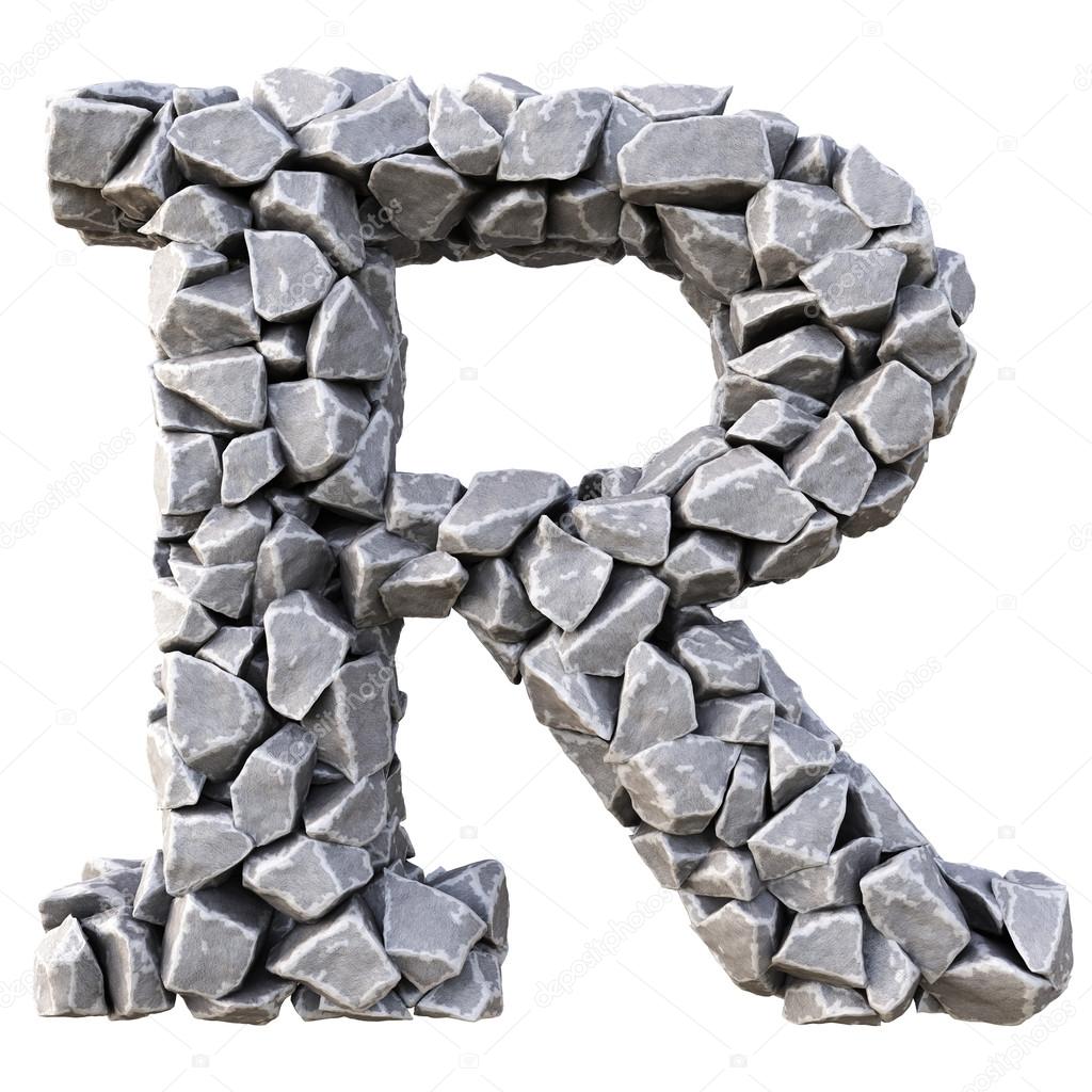 Alphabet letter R from stones Stock Photo by ©dimdimich 83582970