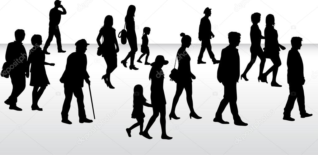 Persone Che Camminano Silhouette Silhouette A Un Gruppo Di Persone Che