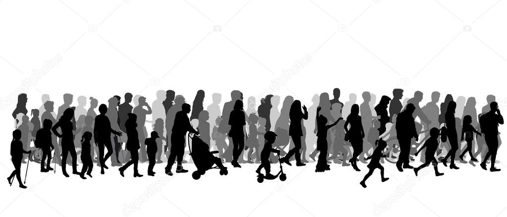 Siluetas De Multitud De Personas Ilustración De Multitud De Personas