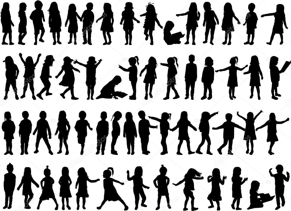 Children Silhouette Vector Free Download