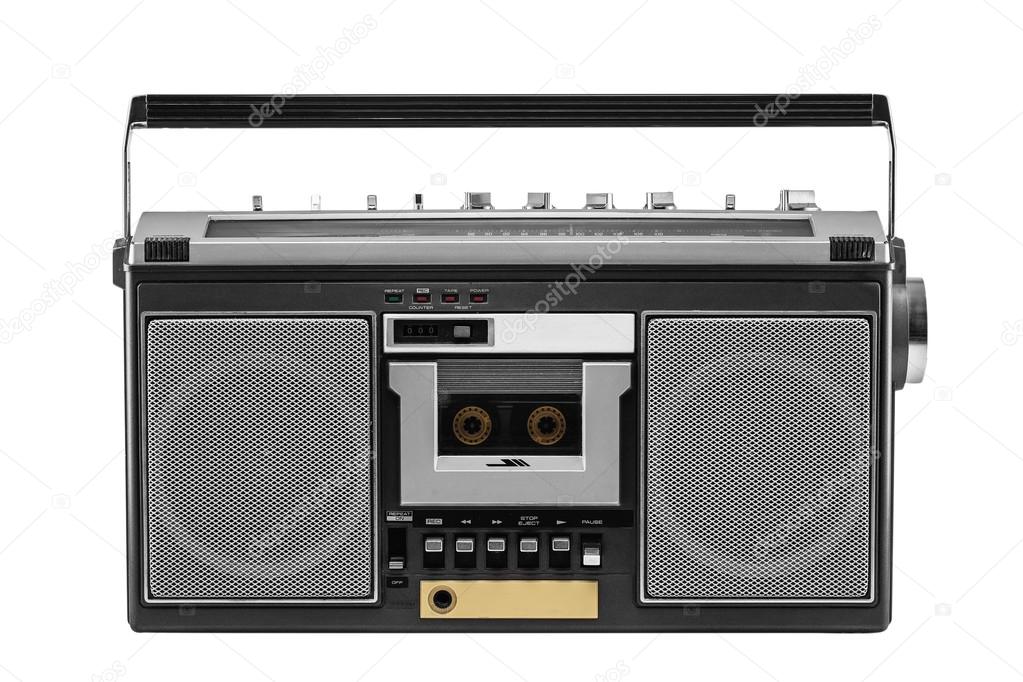 Retro ghetto blaster isolated with clipping path — Stock Photo ...