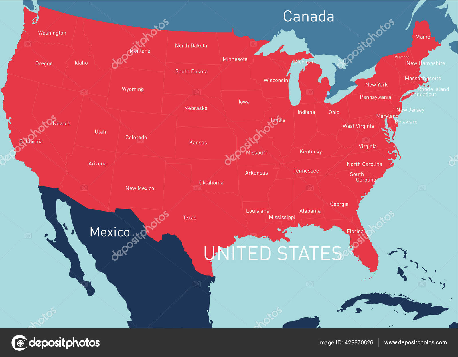 USA vector color map Stock Vector Image by ©olinchuk #429870826