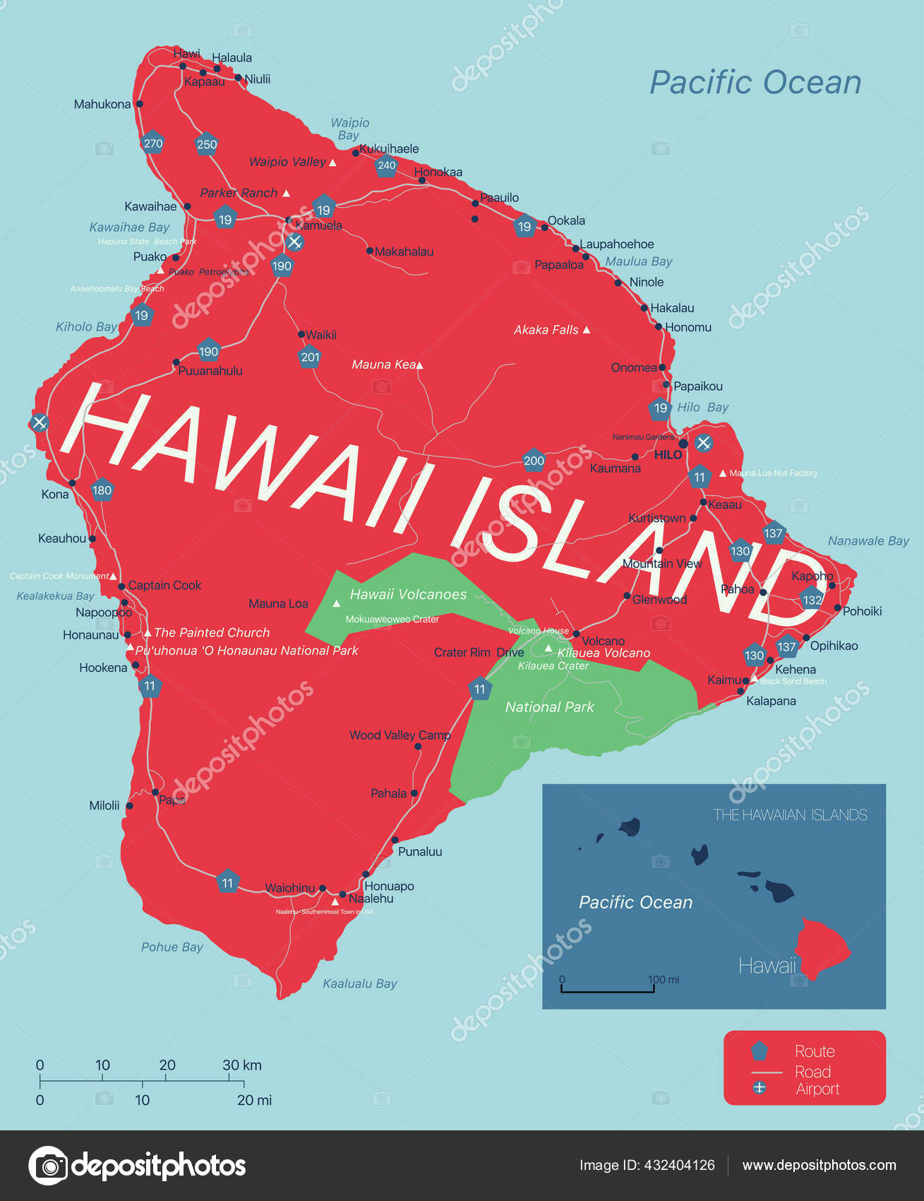 Esquema Del Mapa Del Estado De Hawái