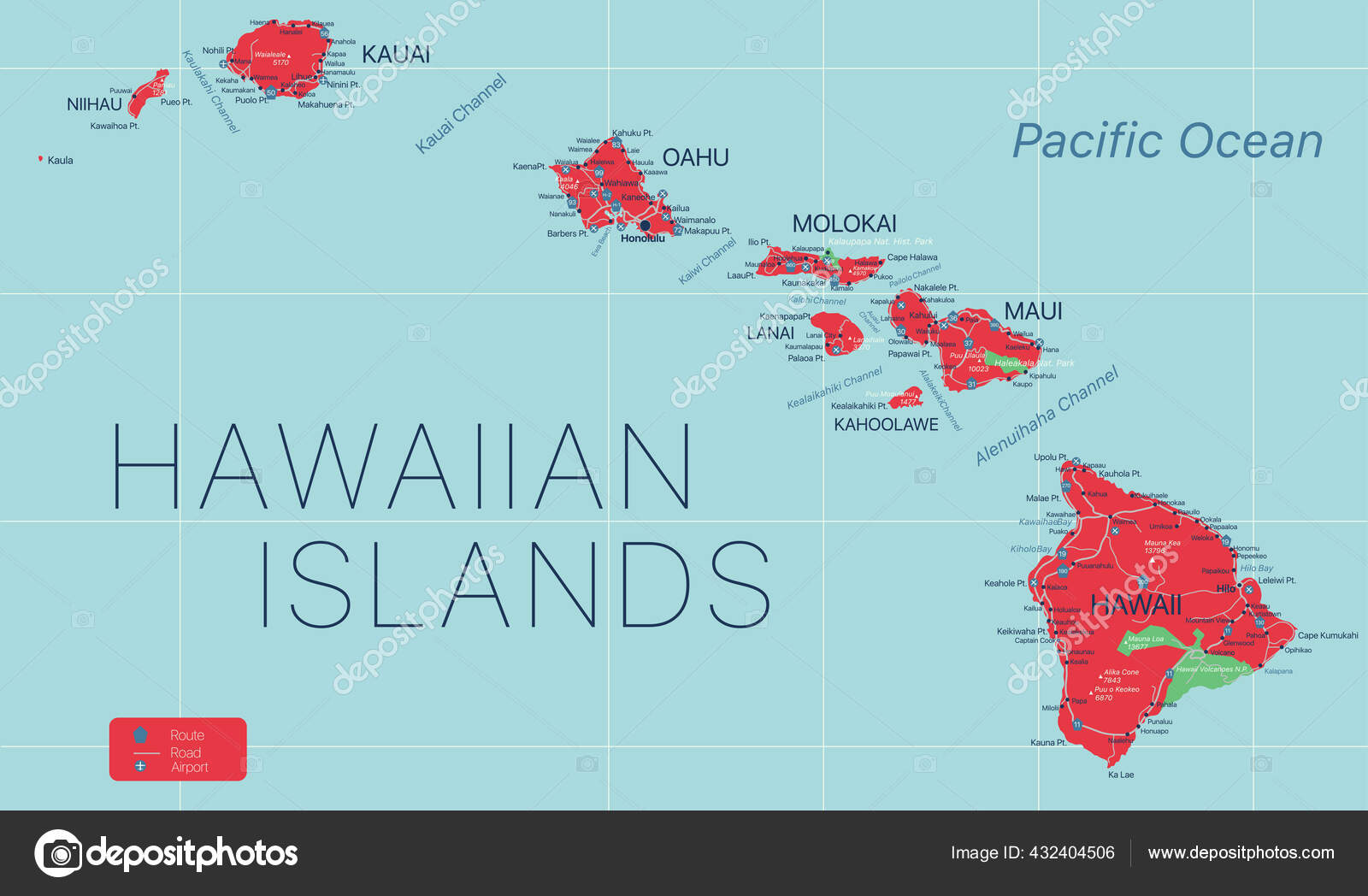 Hawaii state detailed editable map Stock Vector Image by ©olinchuk ...