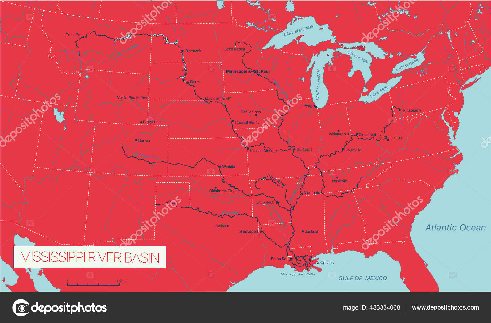 Esquema Del Mapa De Mississippi Conjunto De Mapas En Blanco Del