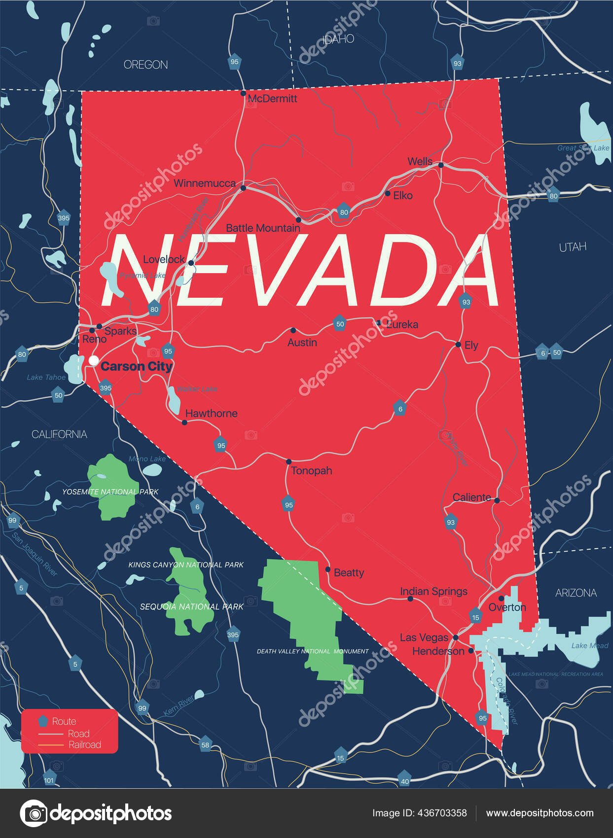 Nevada state detailed editable map Stock Vector Image by ©olinchuk ...
