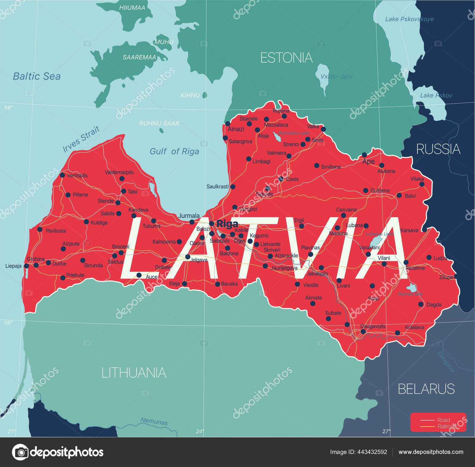 Letonia país mapa editable detallado Vector de stock por ©olinchuk ...