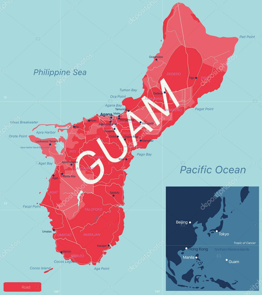 GUAM mapa editable detallado Vector de stock por ©olinchuk 454036456
