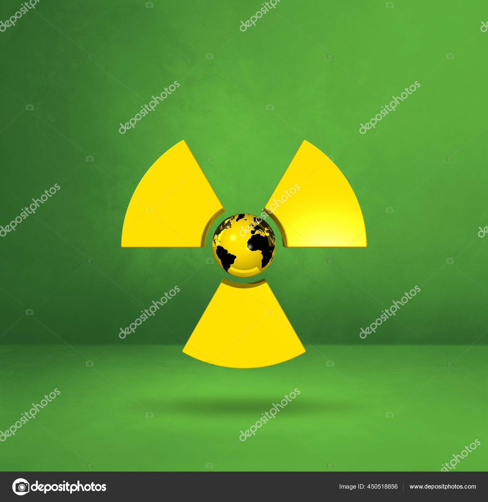 World Map Radioactive Symbol Green Studio Background Illustration ...