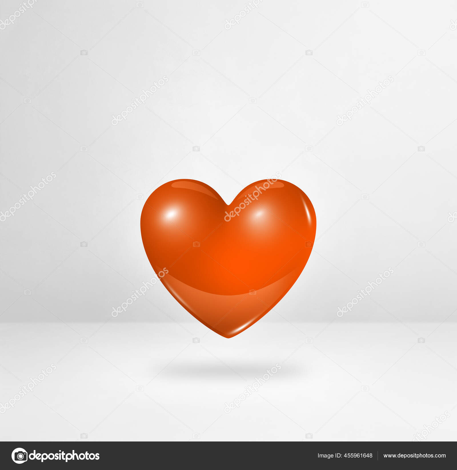 Orange Heart Isolated White Studio Background Illustration — Stock ...
