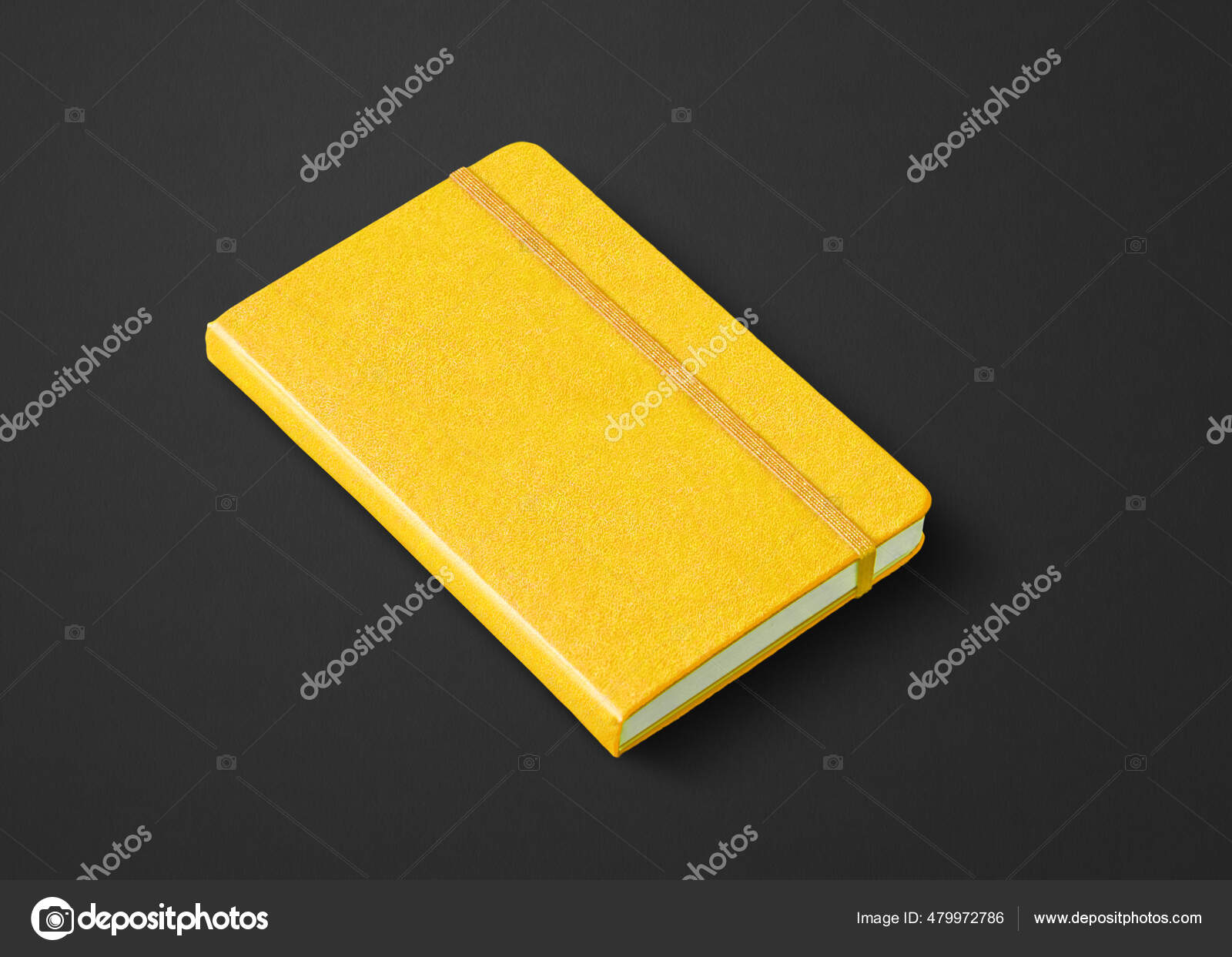 Yellow Closed Notebook Mockup Isolated Black — Stock Photo © daboost ...