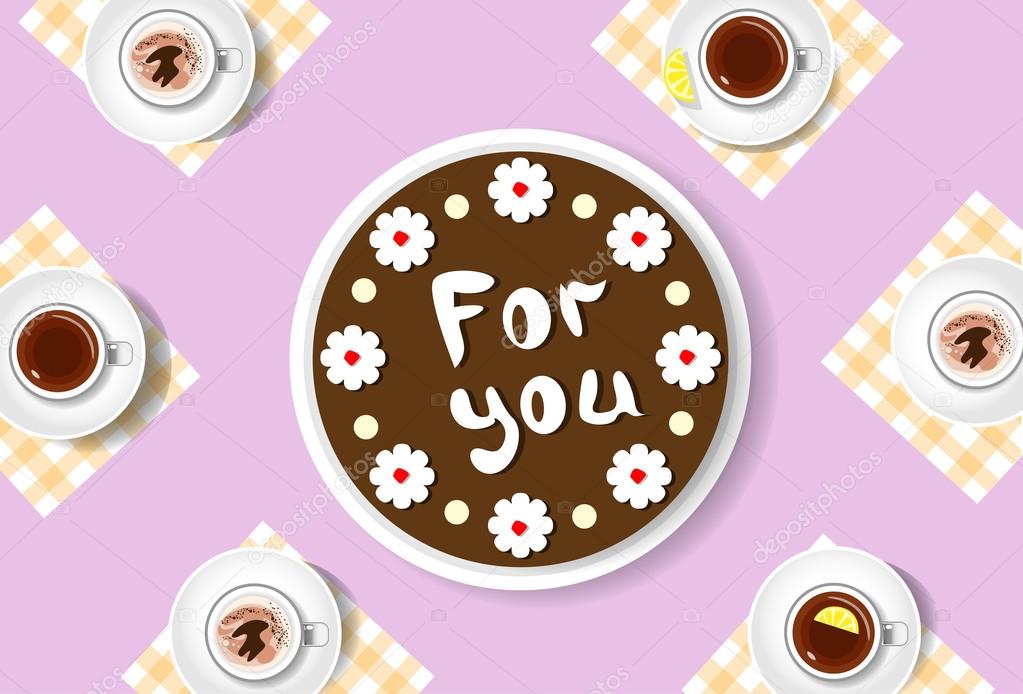 Cake For You Cups Celebration Top Angle View Stock Vector Image by ...