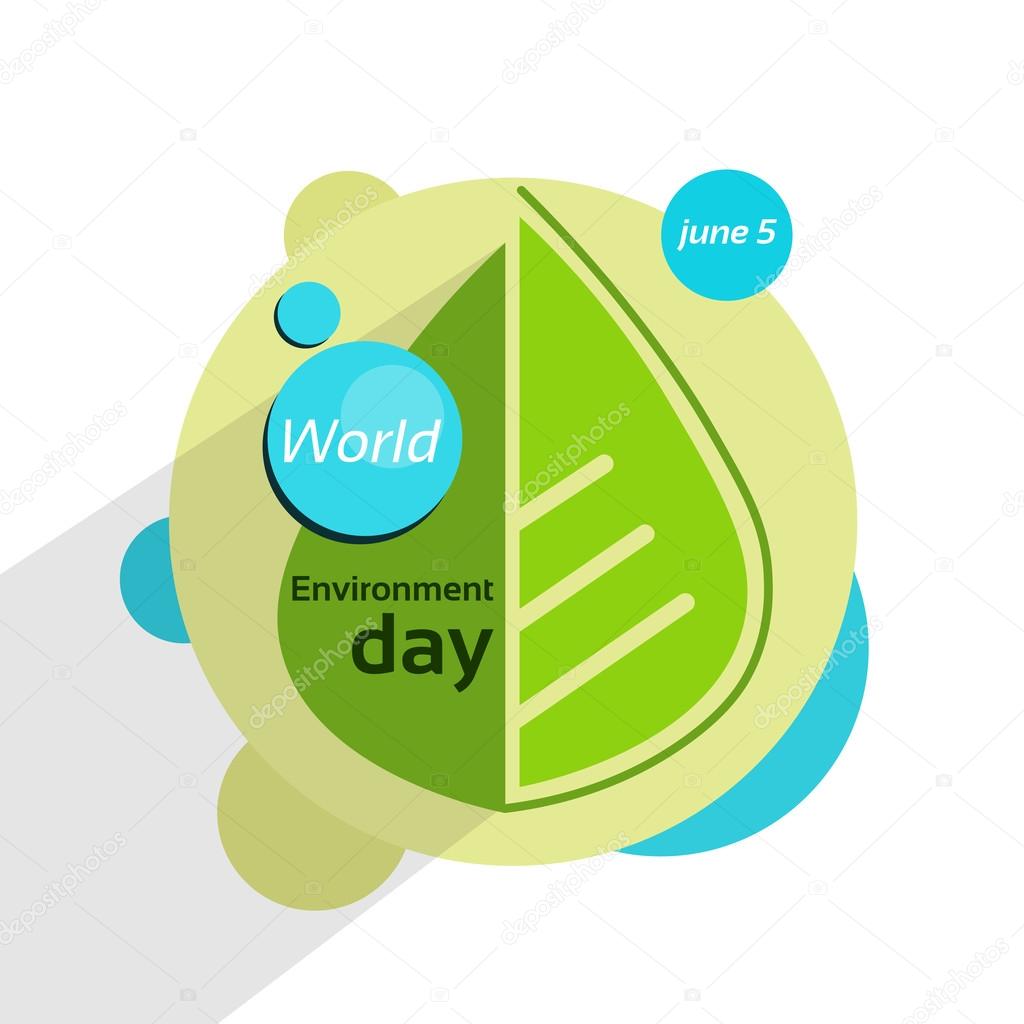 Green Leaf With Water Drops World Environment Day Stock Vector by ...