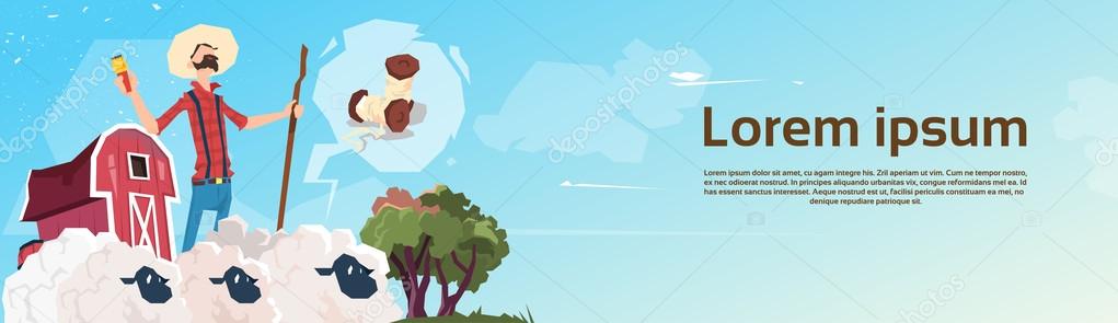 Farmer Breeding Sheep Wool Farm Stock Vector Image by ©mast3r #118346060