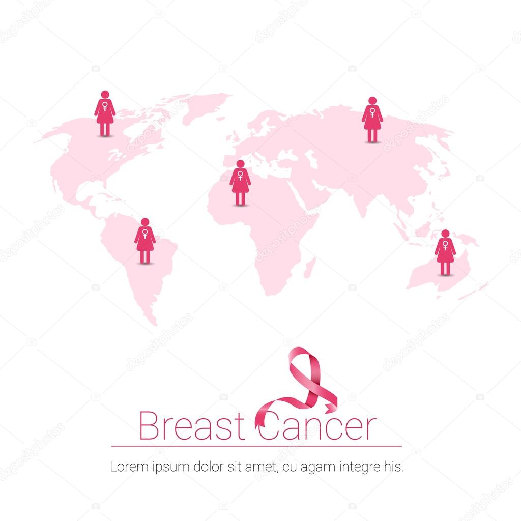 Girl Figures World Breast Cancer Awareness Concept Stock Vector Image ...