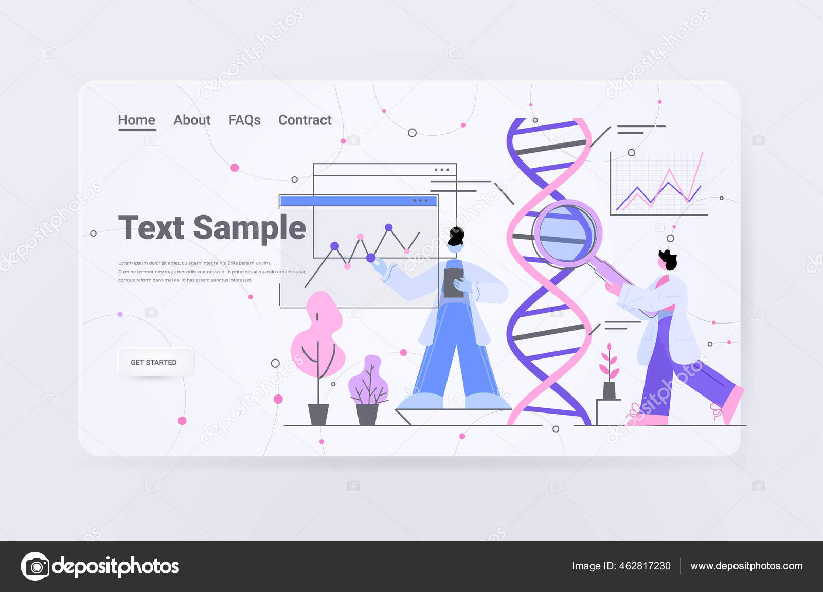 Scientists team analyzing DNA structure molecule in laboratory genetic ...