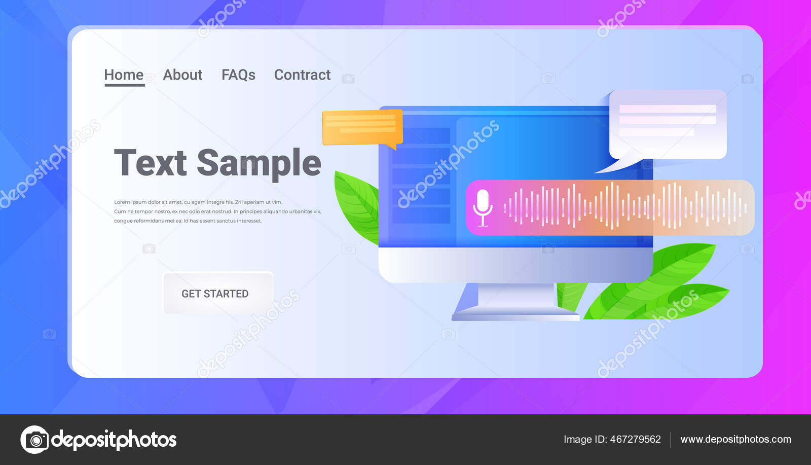 Voice messages audio chat application on monitor screen online ...