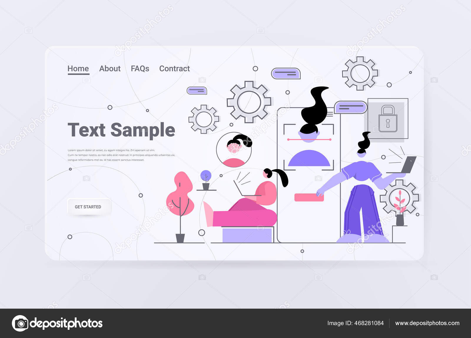 People scanning face identity verification facial recognition process ...