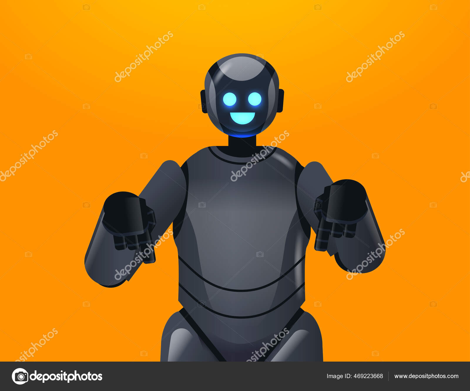 Black robot cyborg pointing at something modern robotic character ...