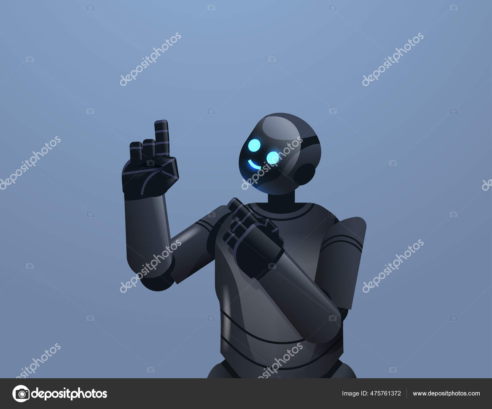 Cyborg robot negro apuntando a algo moderno carácter robótico concepto ...