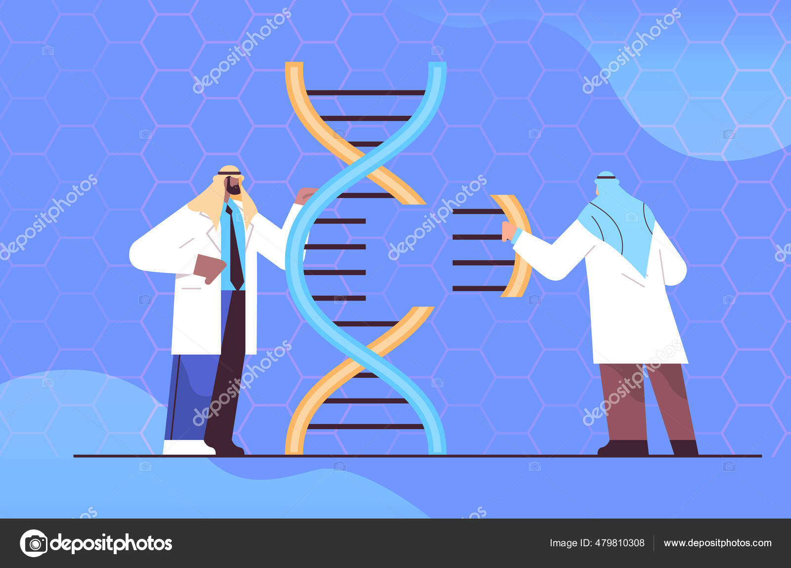 Arabic scientists working with DNA arab researchers making experiment ...