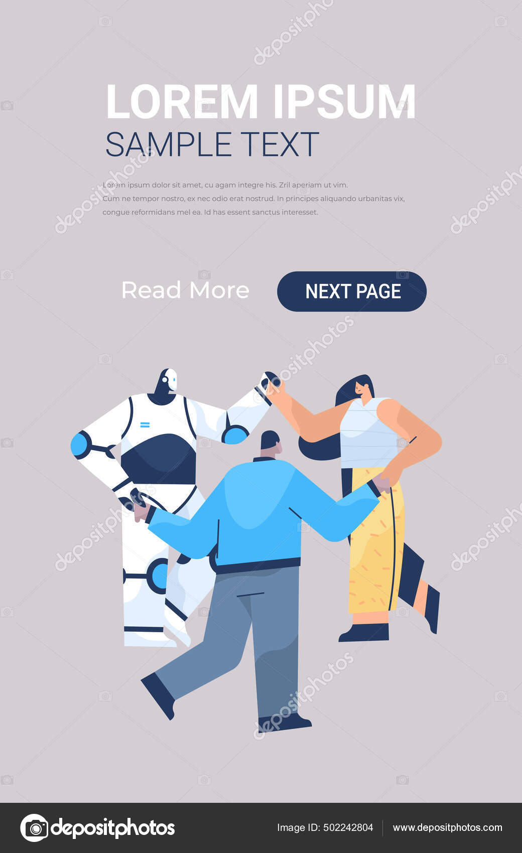 Robot modern dengan pebisnis berpegangan tangan bersama-sama dalam ...