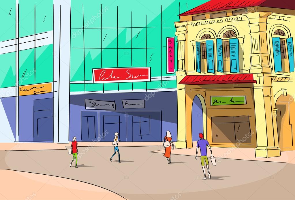 Shopping Mall Exterior Vector