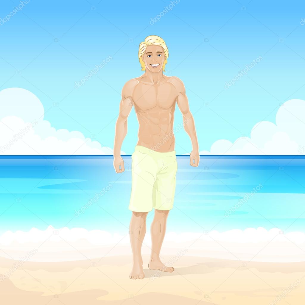 Man at Summer Beach Stock Vector Image by ©mast3r #94067076