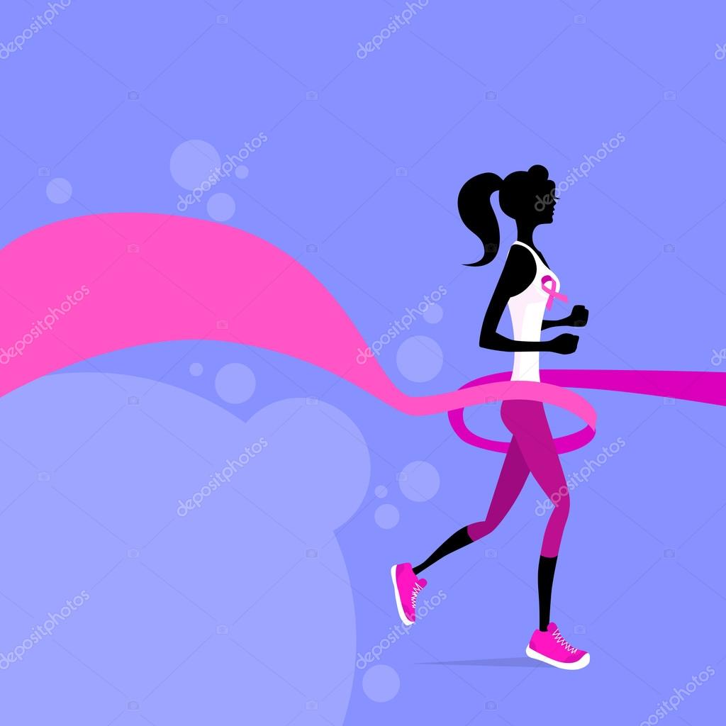 Woman Running with Pink Ribbon Stock Vector Image by ©mast3r #94067652
