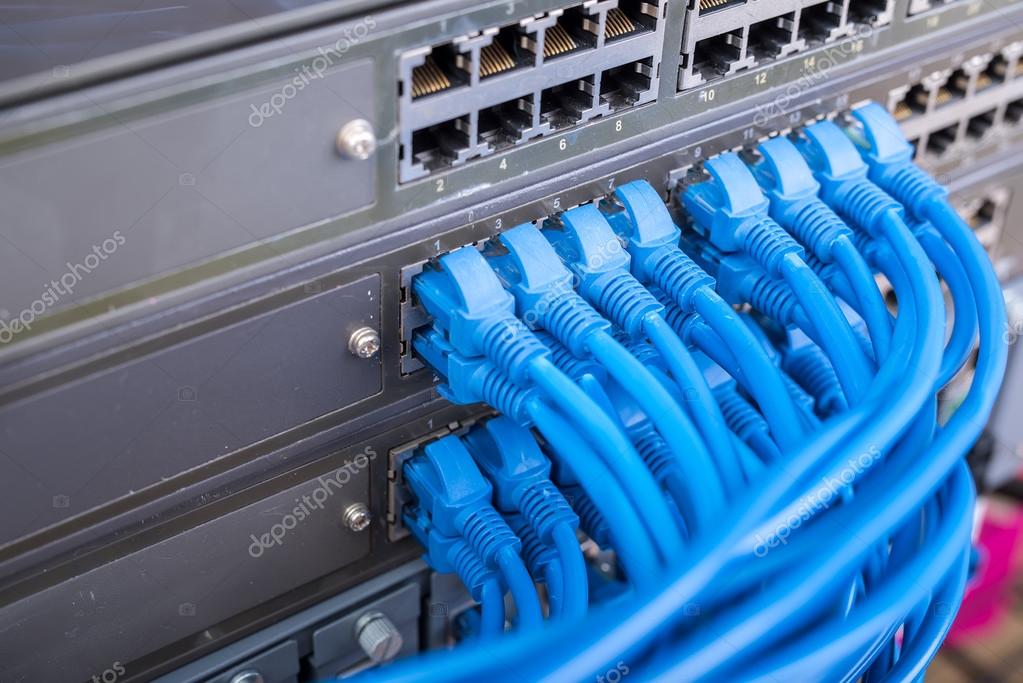 Network switch and ethernet cables,Data Center Concept. Stock Photo by ...