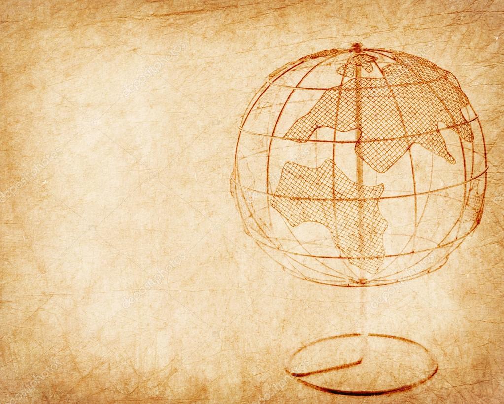 Earth globe on Old antique vintage paper background — Stock Photo ...