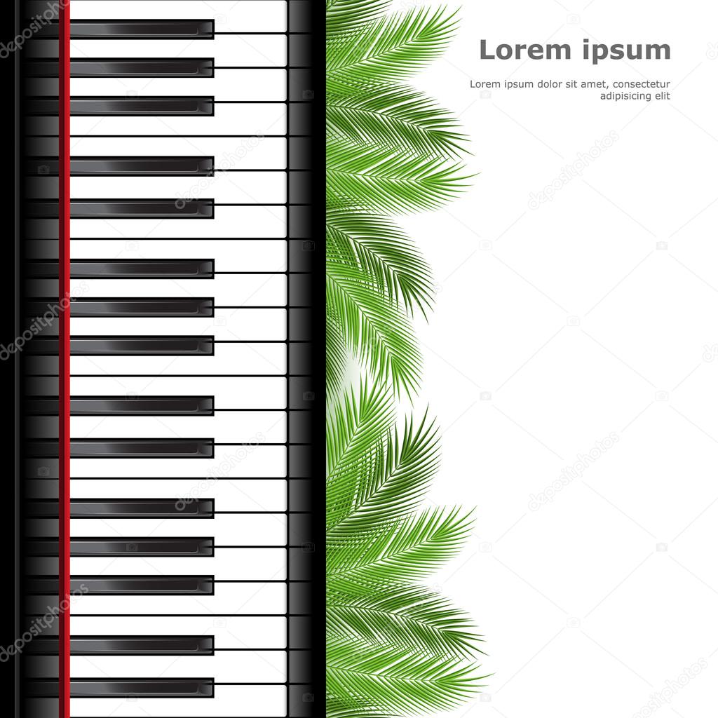 Palm branch and piano template Stock Vector by ©Nataly-Nete 98501758