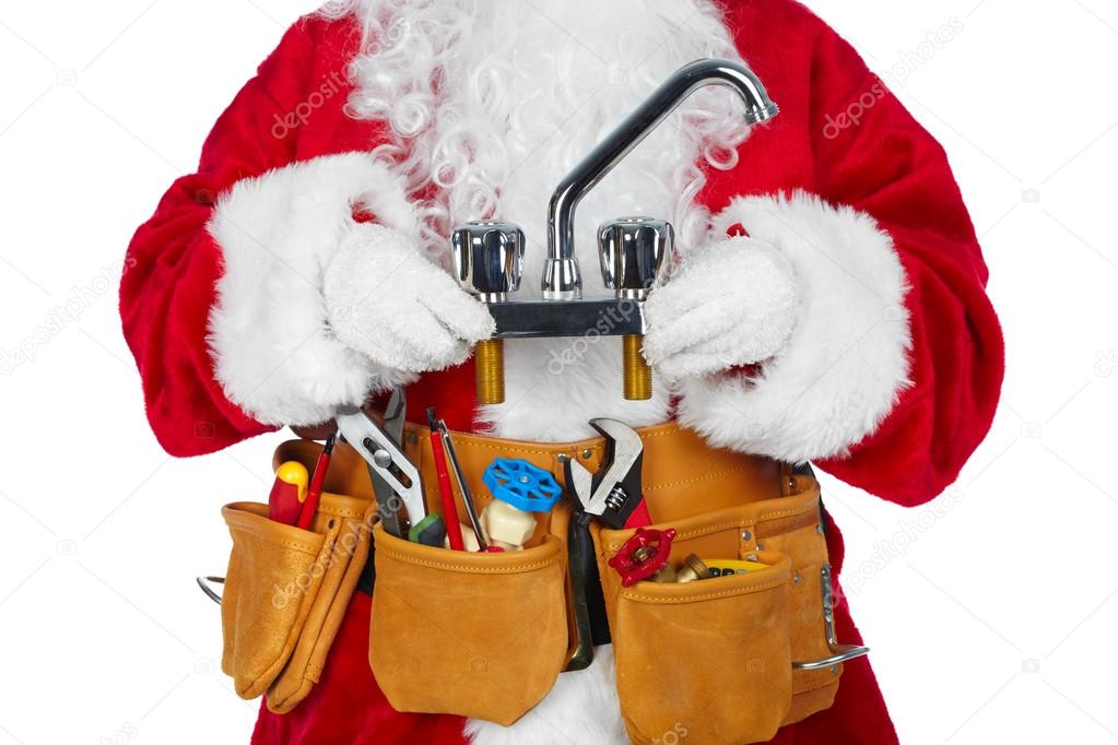 Santa with tool belt | Santa Claus with a tool belt. — Stock Photo ...