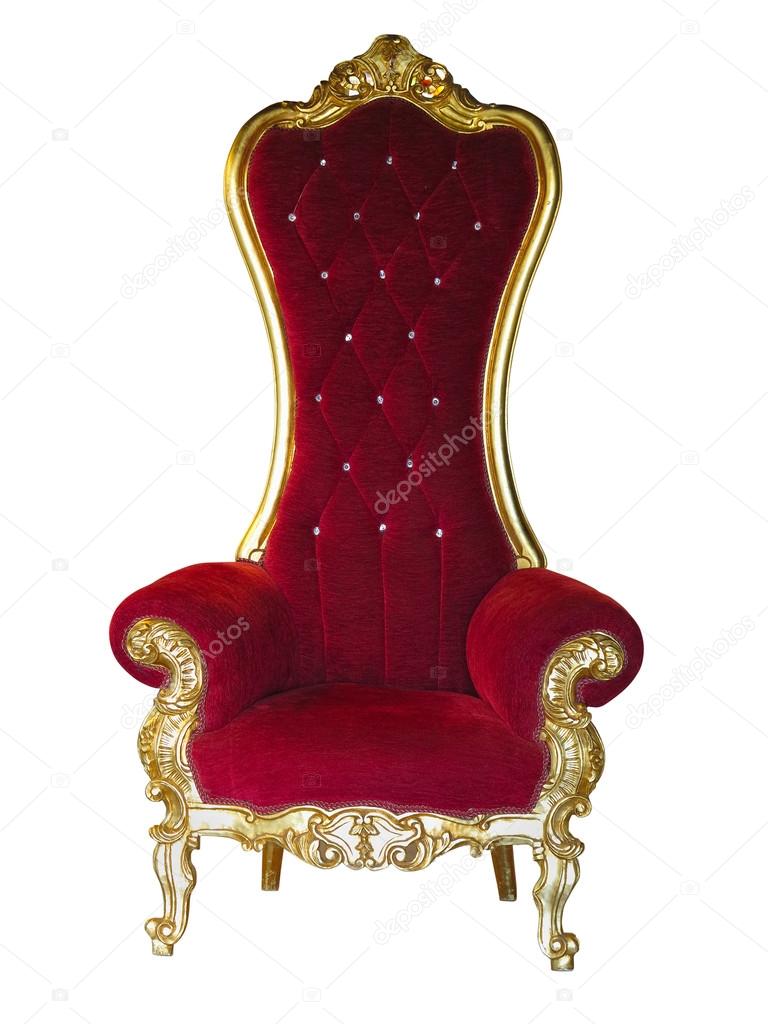 Old red golden king throne isolated over white. ⬇ Stock Photo, Image by ...