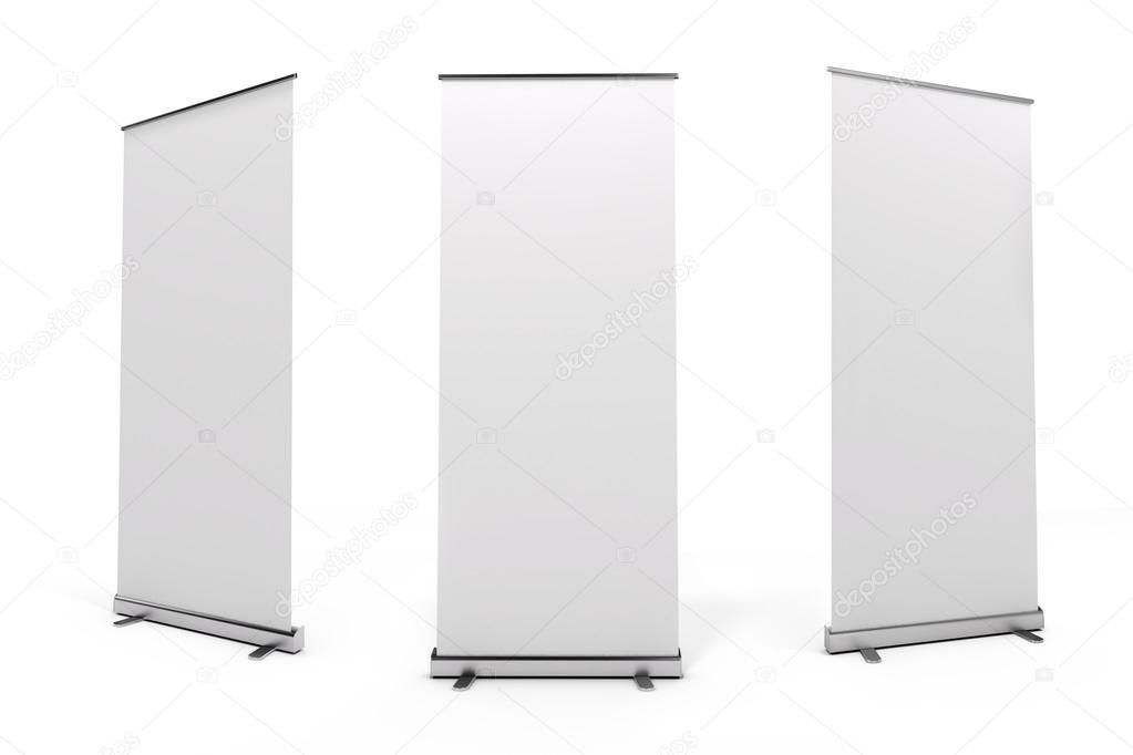 3d blank white rull-up baneer ⬇ Stock Photo, Image by © digitalgenetics ...