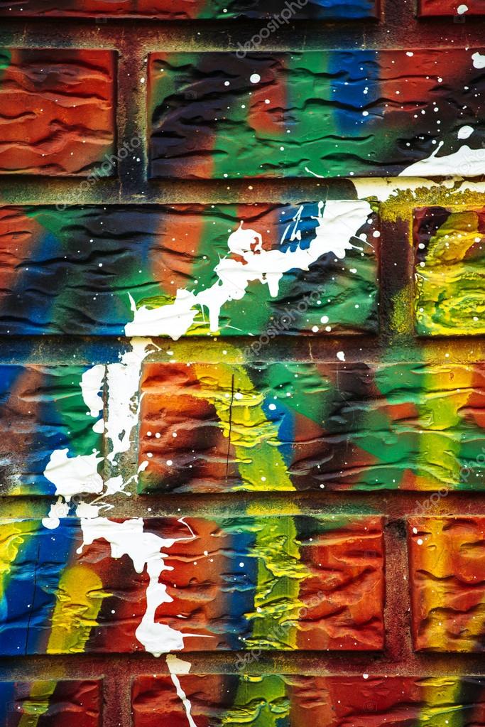 Colorful paint sprayed brick wall Stock Illustration by ©stevanovicigor ...