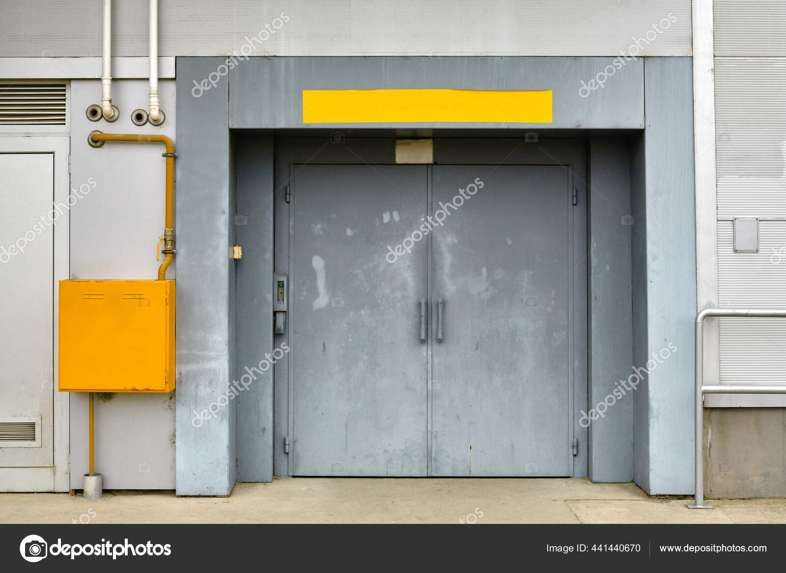 Old Industrial Warehouse Door Gas Meter Box Stock Photo by ...