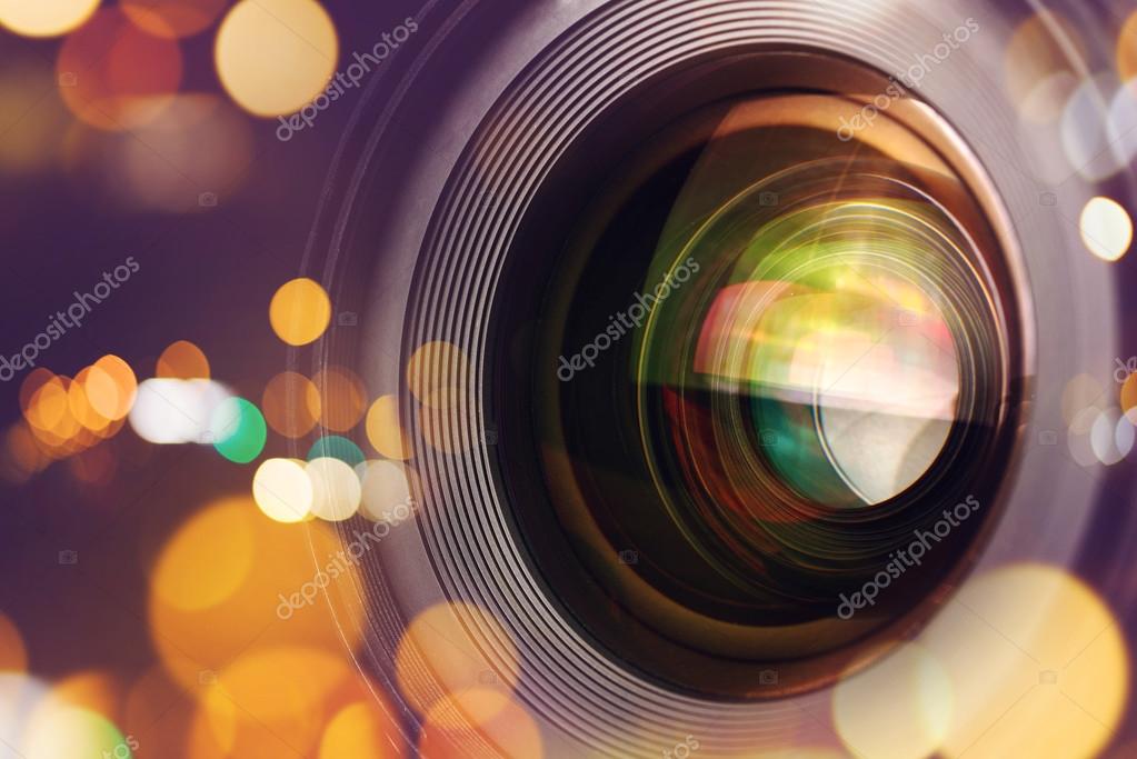 Photographic camera lens with bokeh light Stock Photo by ...