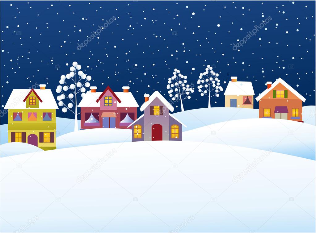 Winter background with cartoon houses Stock Vector Image by ©agnieszka ...