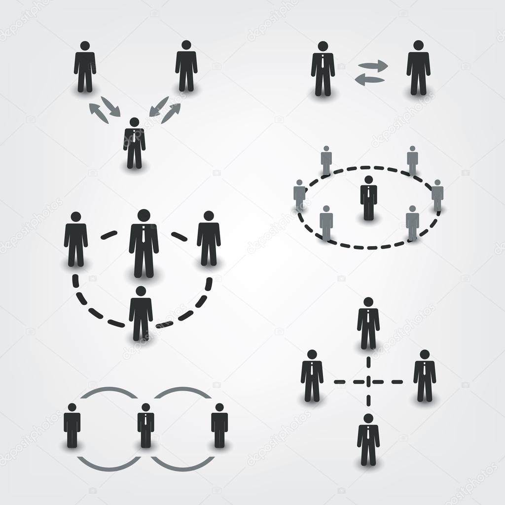 Networks, Connections: Social, Business Relationship, Team Icons Set ...